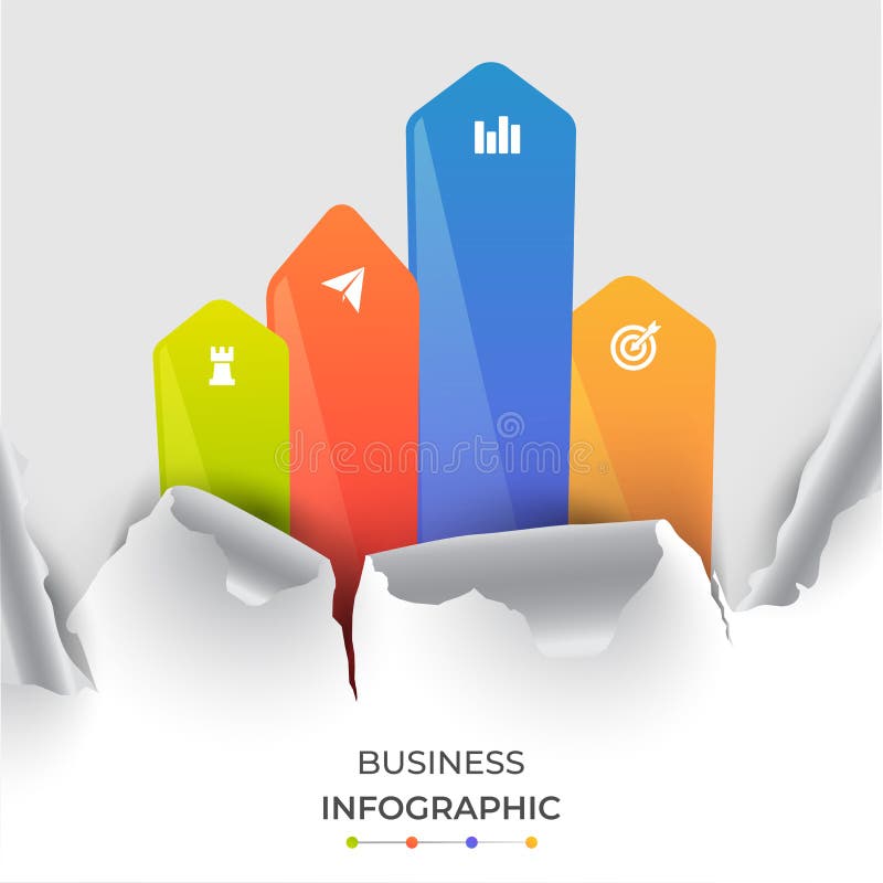 Paper Infographics, with Graphs, 4 Steps. Stock Illustration ...