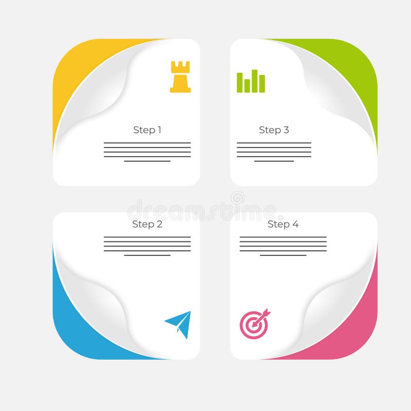 Paper Infographics, with Graphs, 4 Steps. Stock Illustration ...