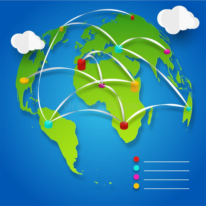 Paper Infographics with World Globe and Connecting Network Concept ...