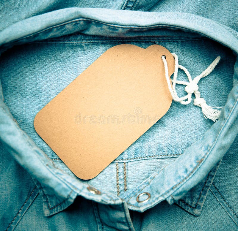 Denim Texture with Paper Jeans Tag Stock Image - Image of string ...