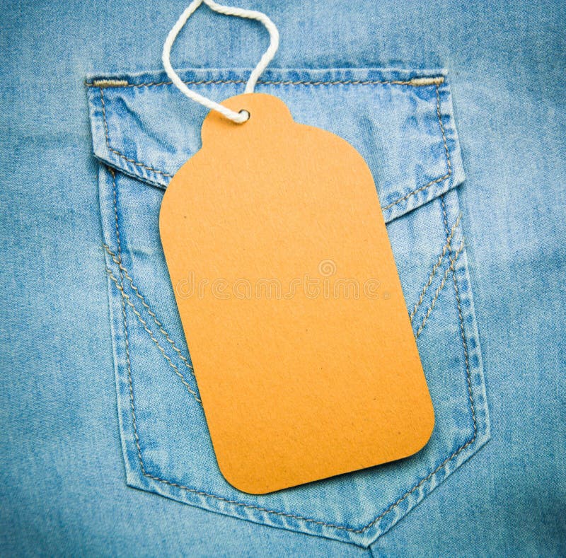 Denim Texture with Paper Jeans Tag Stock Image - Image of string ...