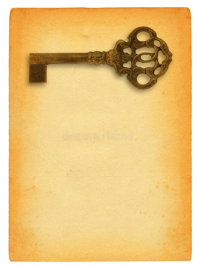 Sheet of Paper with Key Motif Stock Image - Image of burnt, motif: 2098013