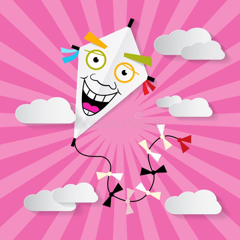 Paper Kite on Sky with Clouds Stock Vector - Illustration of grey ...