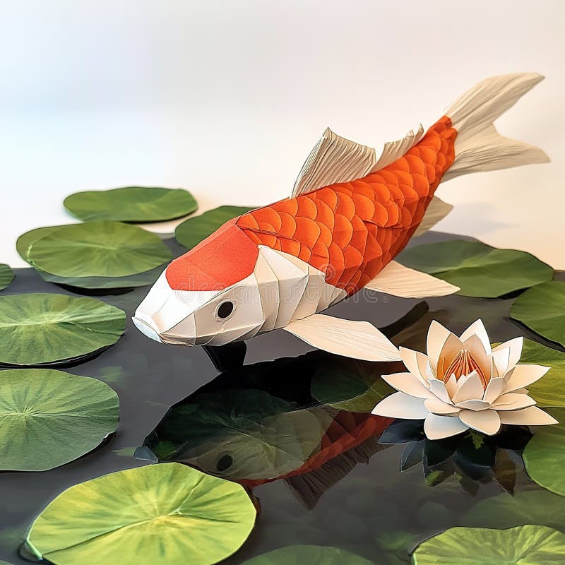 Paper Koi Pond Ornament, Studio Shot Stock Photo - Image of nature ...