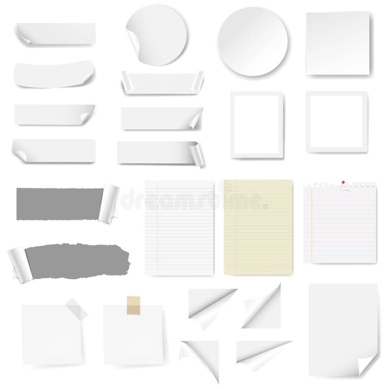 Paper Label and Blank Note Paper Isolated White Background Stock Vector ...