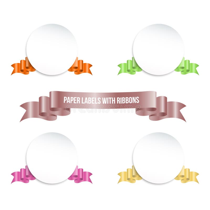 Paper Labels with Color Ribbons and Shadow. Vector Stock Vector ...