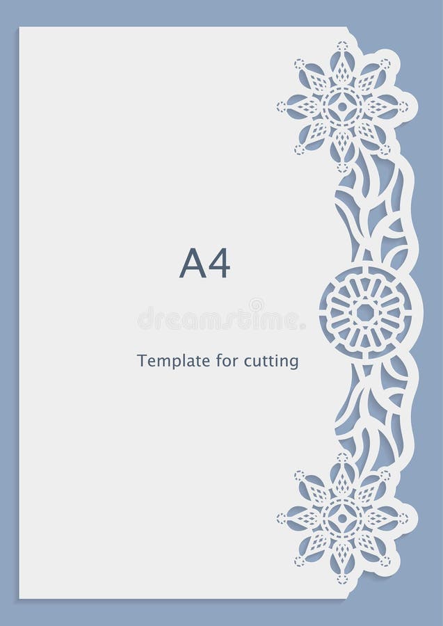 A4 Paper Lace Greeting Card, Wedding Invitation, White Pattern, Cut-out ...
