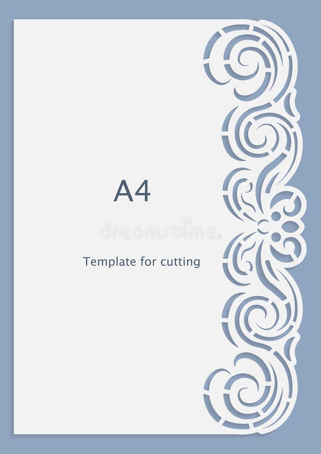 A4 Paper Lace Greeting Card, White Pattern, Cut-out Template, Template ...