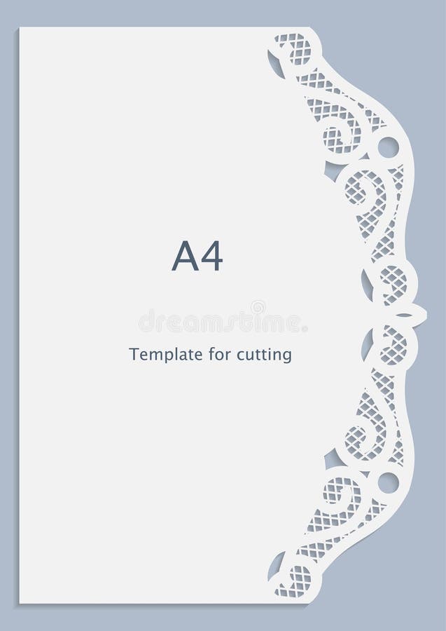 A4 Paper Lace Greeting Card, White Pattern, Cut-out Template, Template ...