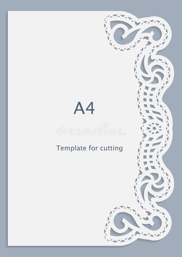 A4 Paper Lace Greeting Card, White Pattern, Cut-out Template, Template ...