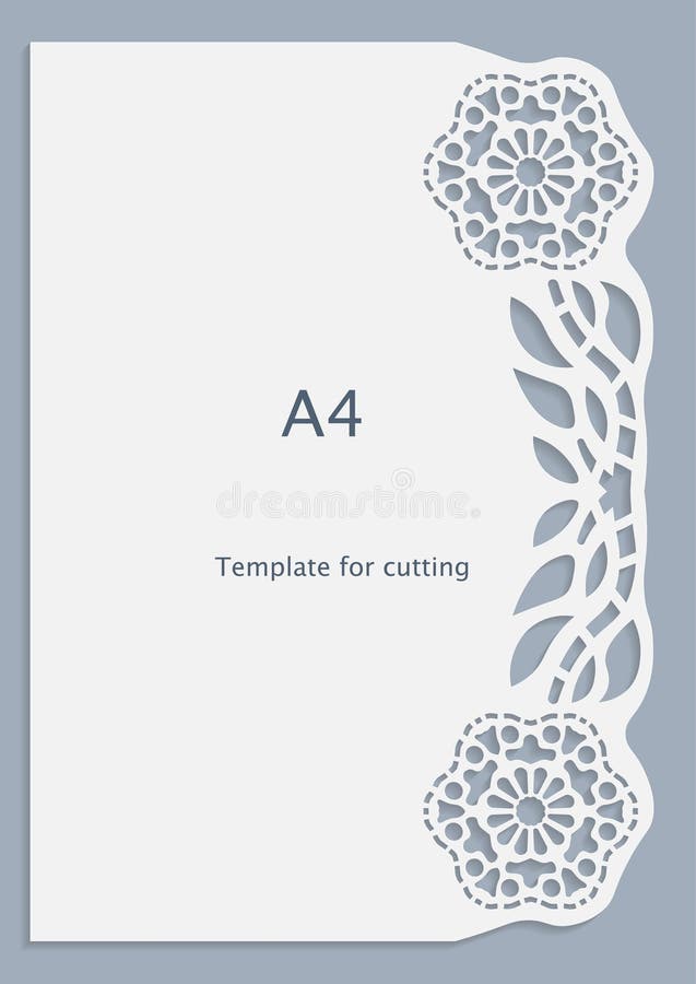 A4 Paper Lace Greeting Card, White Pattern, Cut-out Template, Template ...