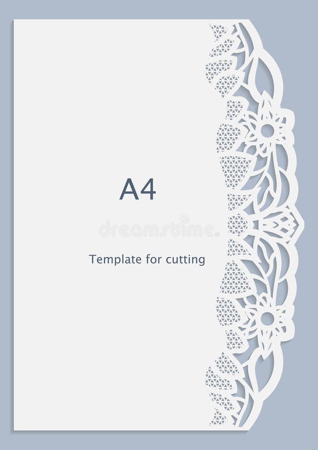 A4 Paper Lace Greeting Card, White Pattern, Cut-out Template, Template ...