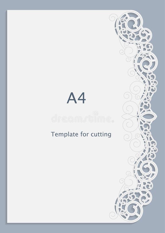 A4 Paper Lace Greeting Card, White Pattern, Cut-out Template, Template ...