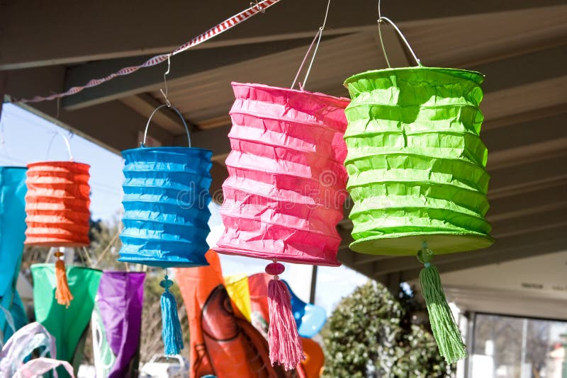 Paper Lantens in a Stall at Country Market Stock Image - Image of ...