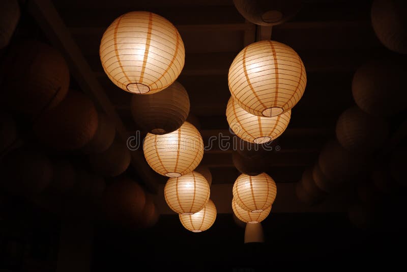 Paper lantern on ceiling stock image. Image of decor - 171206137