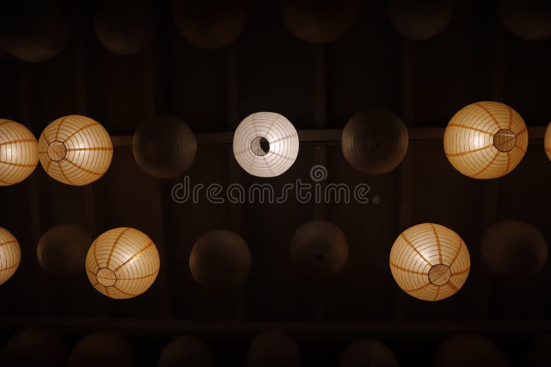 Paper lantern on ceiling stock photo. Image of bubble - 171206116
