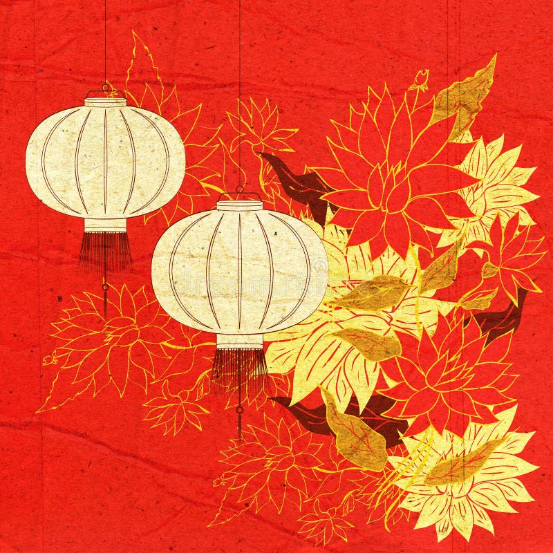 Paper Lantern with Flowers stock illustration. Illustration of floral ...