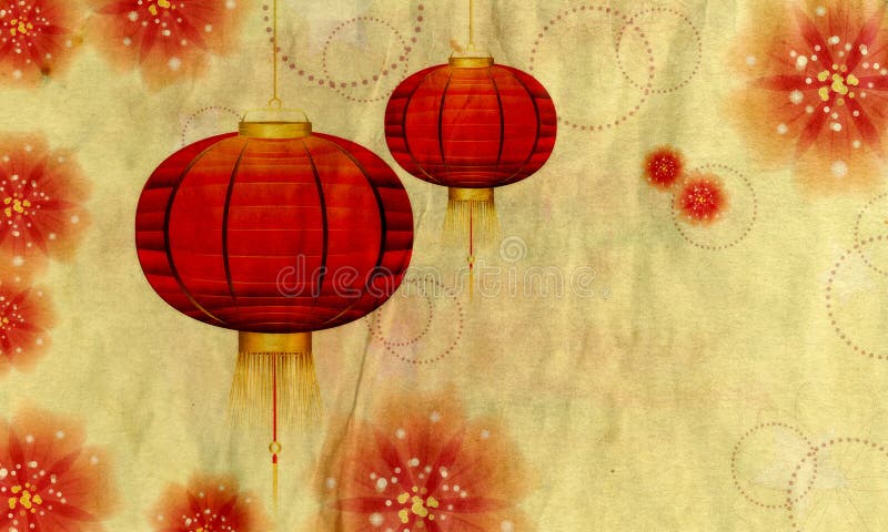 Paper Lantern with Flowers stock illustration. Illustration of spring ...