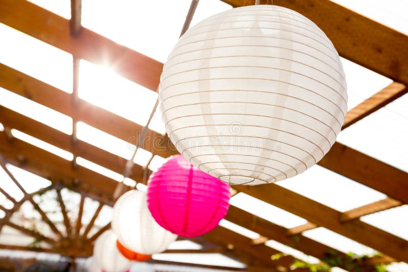 Colorful paper lanterns stock photo. Image of decoration - 5580334