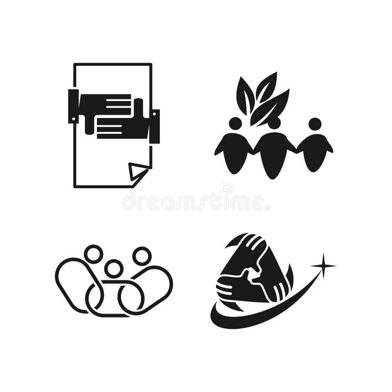 Leaf Commitment Teamwork Together Black Logo Stock Vector - Illustration of collaboration, agree ...