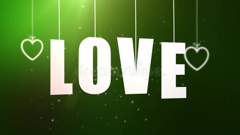LOVE Letters Hanging on String Falling from the Ceiling with Green ...
