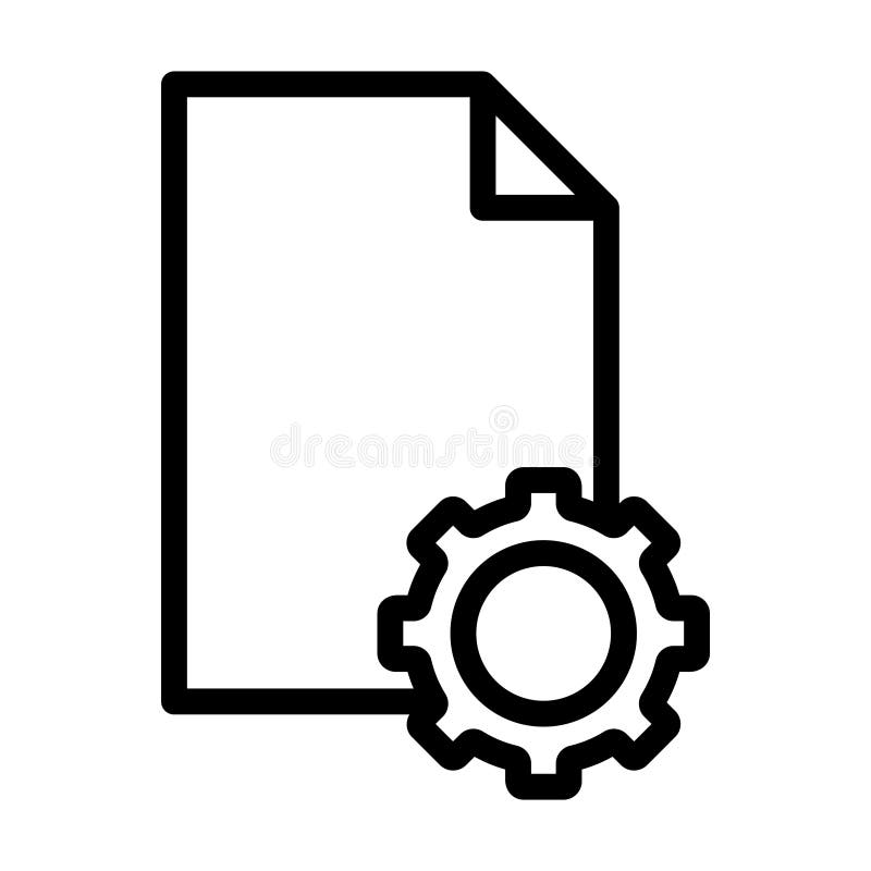 Paper Line Icon Illustration with Gear. Suitable for Document in ...