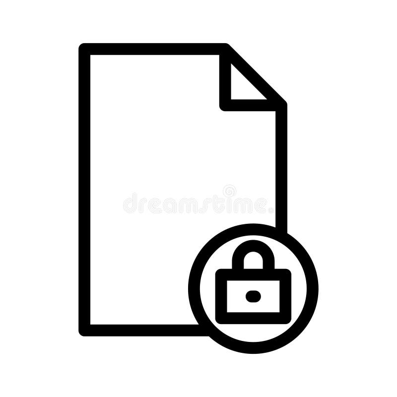 Paper Line Icon Illustration with Padlock. Suitable for Document Lock ...