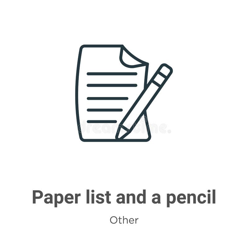 Paper List and Pencil Icon Outline Illustration Stock Vector ...
