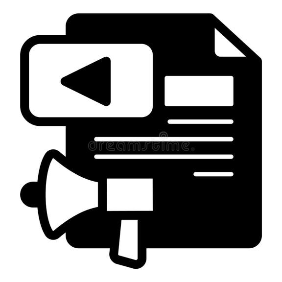 Paper with Loudspeaker and Video Solid Icon, Exhibition Concept. Vector ...