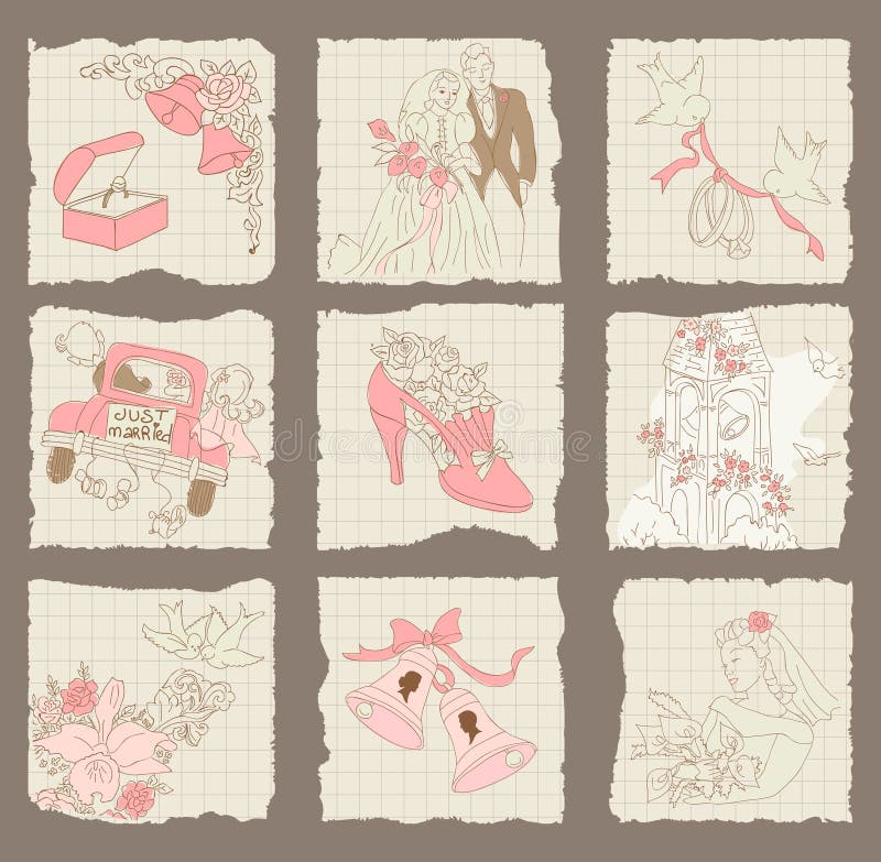 Vector Scrapbook Design Elements Wedding Stock Vector Illustration