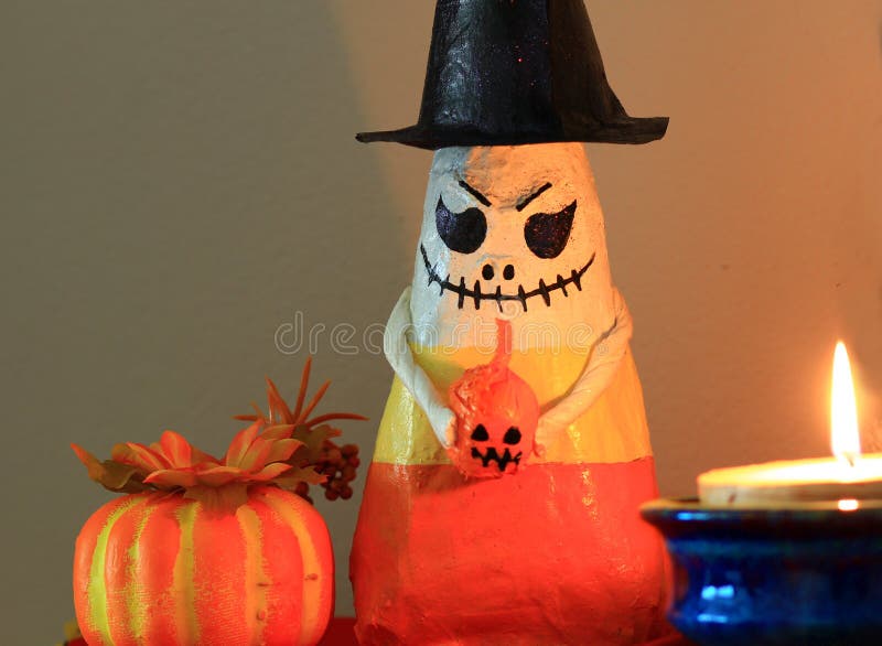 Paper Mache Halloween Candy Corn Man Stock Image - Image of halloween ...
