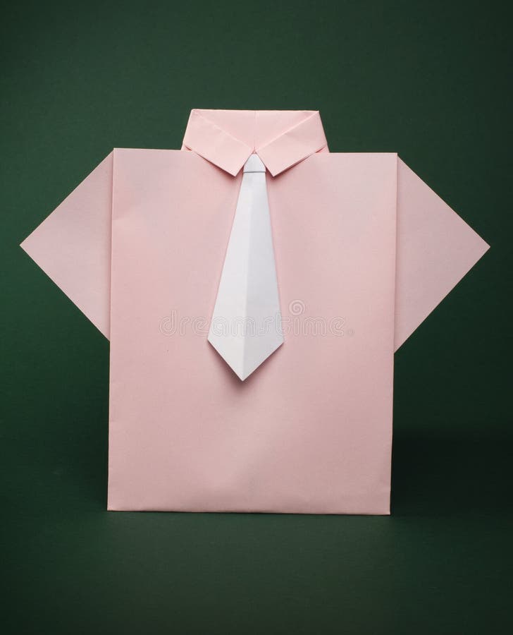 Paper Made Pink Shirt with White Tie Stock Photo - Image of miniature ...