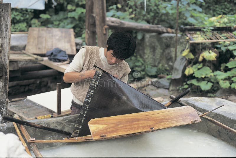 Paper Making by Hand in West China Editorial Photography - Image of ...