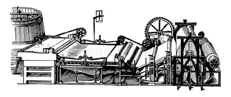 Paper Making Machine, Vintage Illustration Stock Image - Image of paper ...