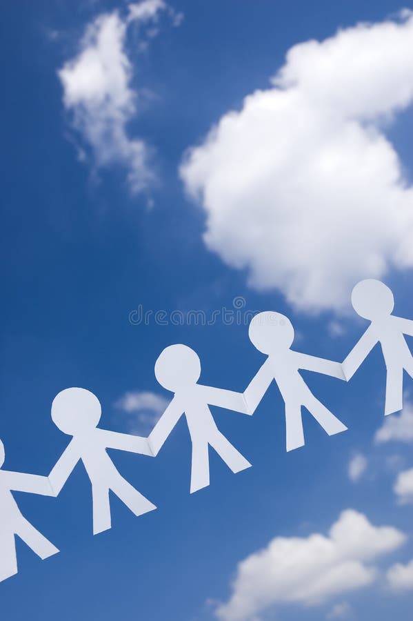 Paper man chain stock photo. Image of bond, network, blue - 5626000