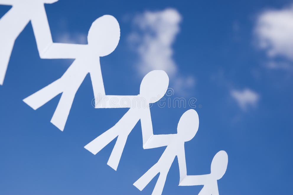 Paper man chain stock photo. Image of relation, bond, friendship - 5484784