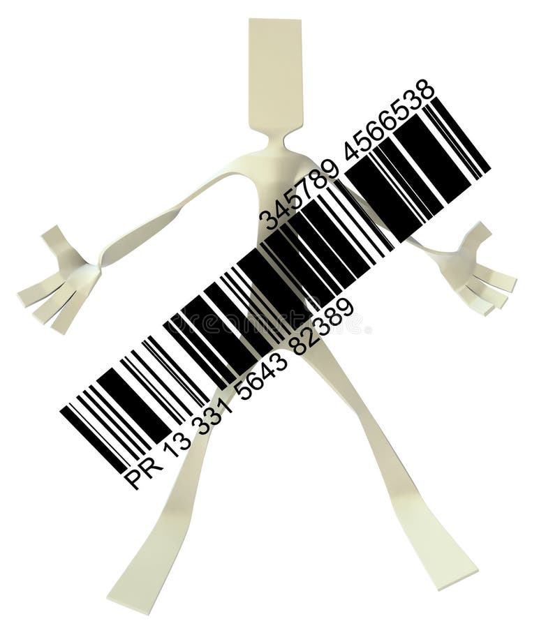 Paper Man Figure, Bar Code stock illustration. Illustration of humorous ...