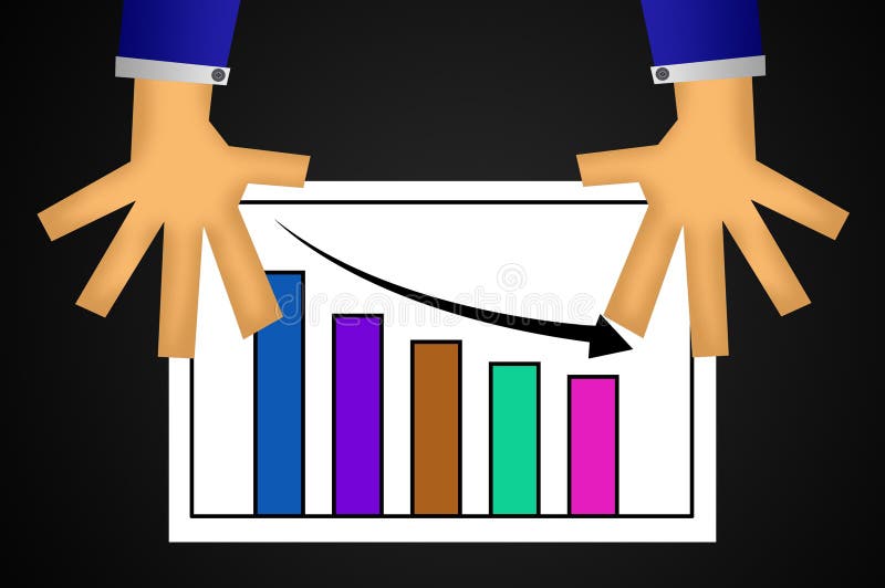 Bar Graph with Drop and Raise Result Stock Vector - Illustration of ...