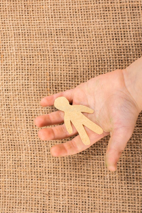 Paper Man Shape in Hand in the View Stock Photo - Image of human, idea ...