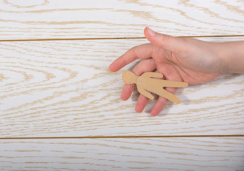 Paper Man Shape in Hand in the View Stock Image - Image of effect, hand ...