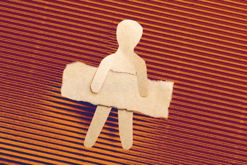 Paper Man Shape Holding a Note Paper in Hand Stock Image - Image of ...