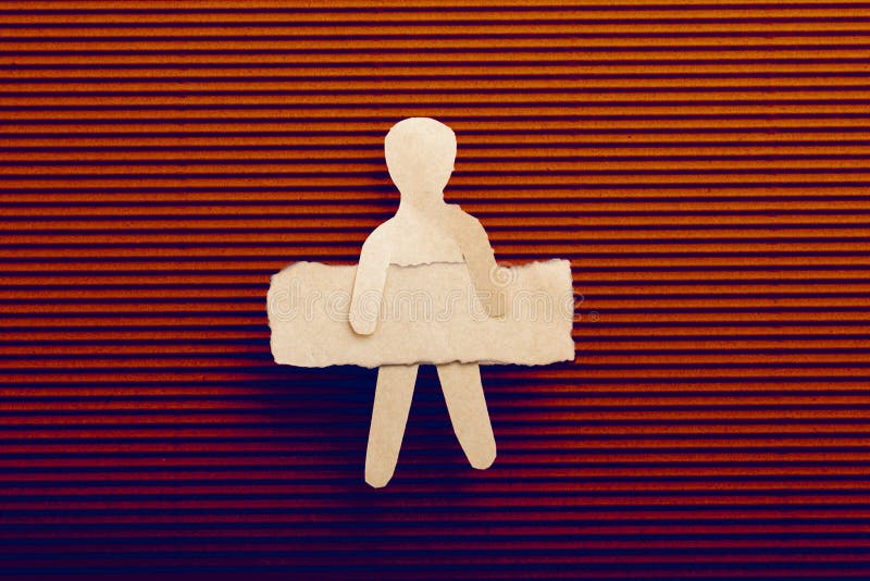 Paper Man Shape Holding a Note Paper in Hand Stock Image - Image of ...