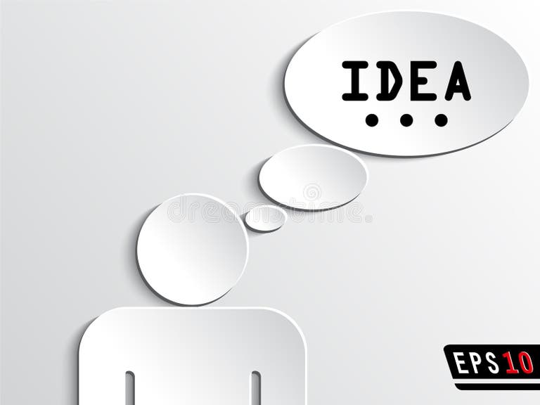 Paper Man Thinking, Bubble Idea, Vector Illustration Stock Vector ...