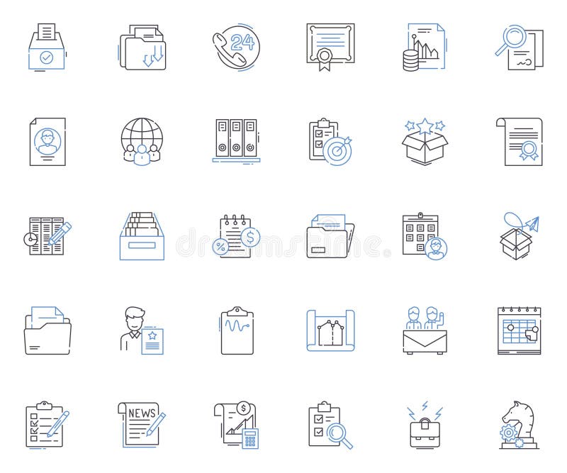 Paper Management Line Icons Collection. Organization, Efficiency ...