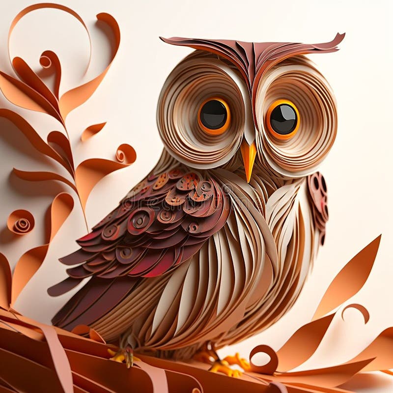 Paper Manipulation Quill in the Form of an Owl, Generative Ai Stock ...