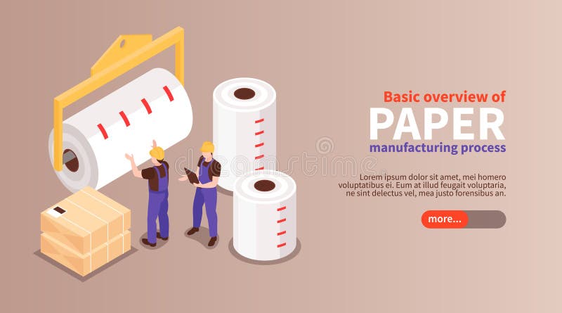 Paper Manufacturing Isometric Banner Stock Vector - Illustration of ...