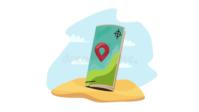 Paper Map Guide on the Beach Animation Stock Video - Video of region ...