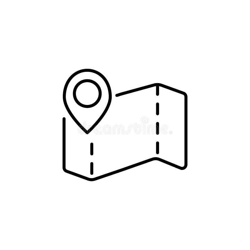 Paper Map Guide with Pin Location Line Style Icon Vector Illustration ...