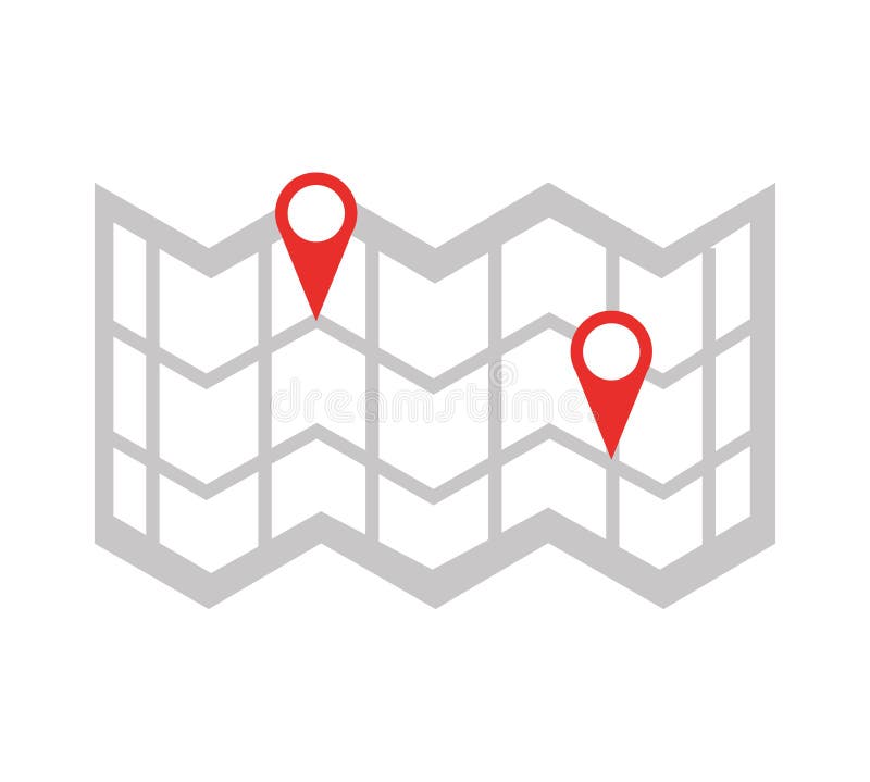 Paper Map Guide with Pin Location Stock Vector - Illustration of ...