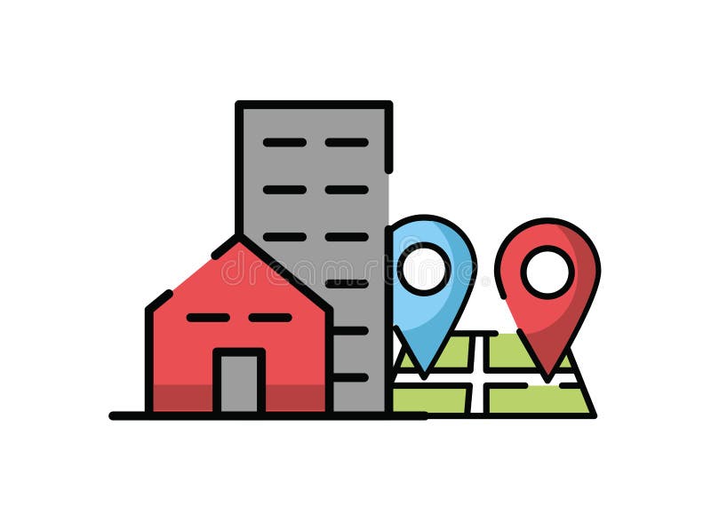 Paper Map Guide with Pins Location Icon Stock Vector - Illustration of ...